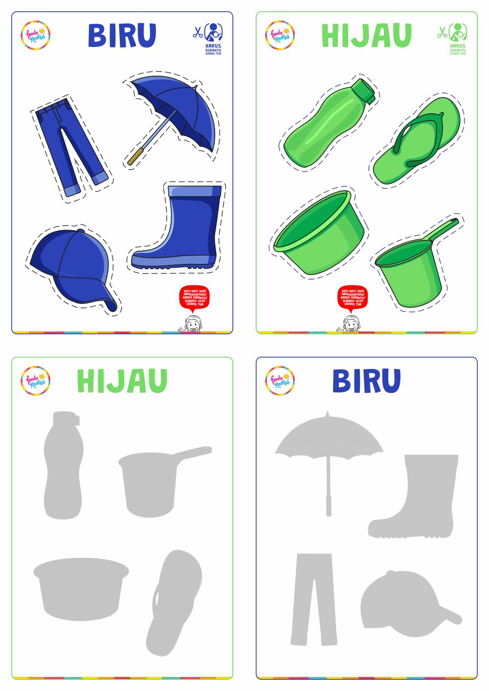 Printable GRATIS! Mencocokkan Bentuk dan Belajar Warna